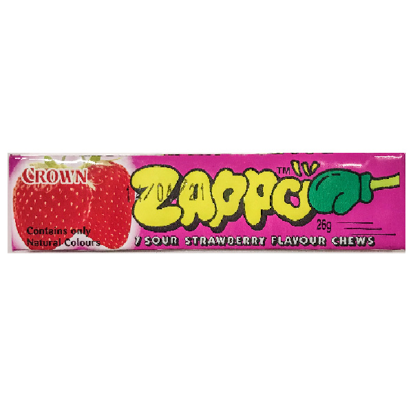 Zappo Sour Strawberry Chews | Ross's Quality Nuts & Lollies