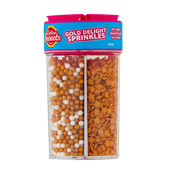 Dollar Sweets – Gold Sprinkles Jar | RQN - Ross's Quality Nuts & Lollies