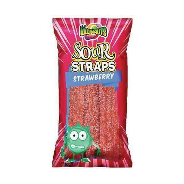 Sour Strawberry Straps | Ross's Quality Nuts & Lollies